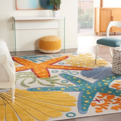 Click here for Nourison Aloha 7 x 10 Multicolor Coastal Indoor/Ou... prices