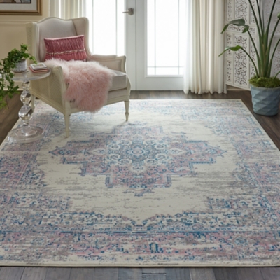 Click here for Nourison Grafix 710 x 910 Ivory/Pink Vintage Indoo... prices