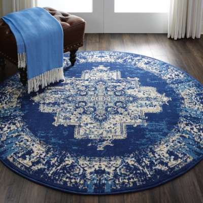 Click here for Nourison Nourison Grafix 4 x ROUND Navy Blue Vinta... prices