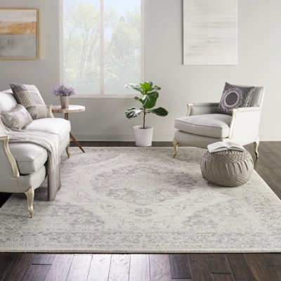 Click here for Nourison Tranquil 7 x 10 Ivory/Grey Vintage Indoor... prices