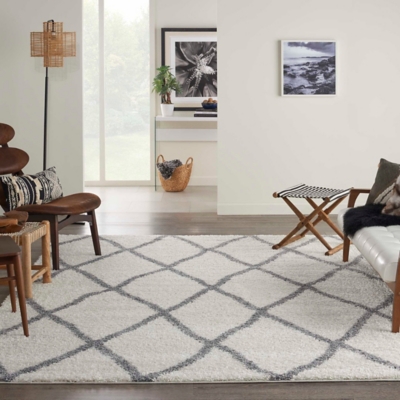 Click here for Nourison Shangri-La 8 x 10 Ivory/Light Grey Shag I... prices
