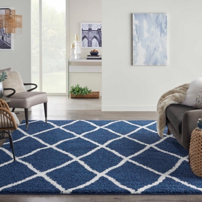 Click here for Nourison Shangri-La 8 x 10 Navy/Ivory Shag Indoor... prices