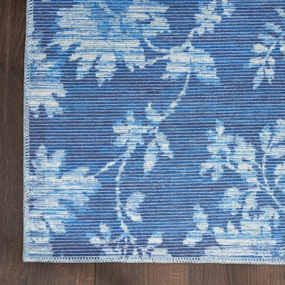 Waverly Washables Collection 2' x 6' Blue Botanical Indoor Rug | Ashley