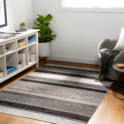 Click here for Livabliss Lavadora Washable Multi Striped Rug  Gra... prices