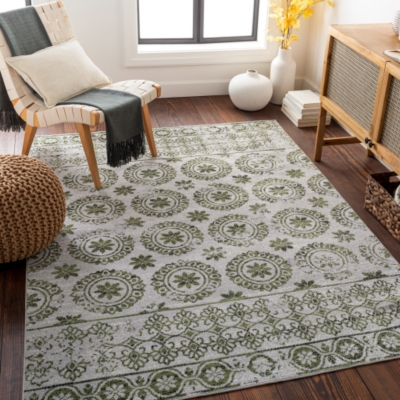 Click here for Livabliss Lavadora Washable Floral Rug  Sage prices