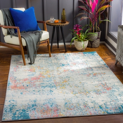 Click here for Livabliss Sunderland Modern Area Rug  Aqua/Coral prices