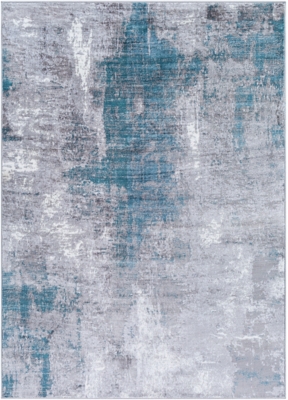 Livabliss Wanderlust Modern Abstract Area Rug, 6'7" x 9', Teal/Silver ...