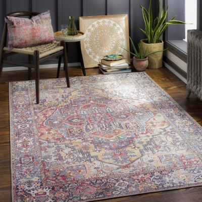 Click here for Livabliss Iris Traditional Area Rug  Orange/Denim prices