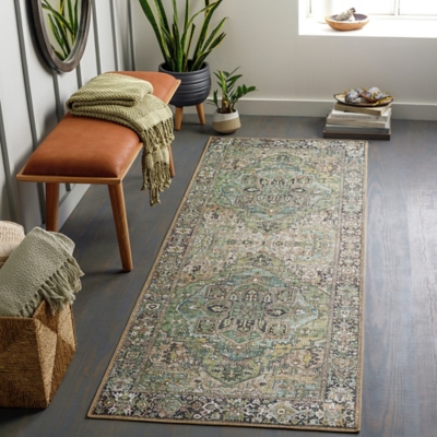 Click here for Livabliss Iris Traditional Area Rug  Dark Green prices