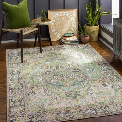 Click here for Livabliss Iris Traditional Area Rug  Dark Green prices