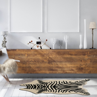 Click here for Linon Faux Zebra Ivory and Black Mini Hide Accent... prices