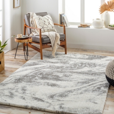 Click here for Livabliss Cloudy Shag 67 x 9 Marbled Area Rug  Gra... prices