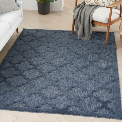 Click here for Nourison Easy Care 6 x 9 Navy Blue Modern Indoor/O... prices