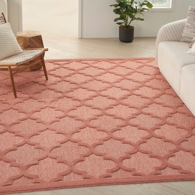 Click here for Nourison Easy Care 7 x 10 Coral/Orange Modern Indo... prices