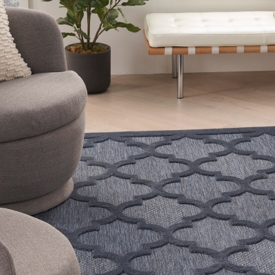 Click here for Nourison Easy Care 7 x 10 Navy Blue Modern Indoor/... prices