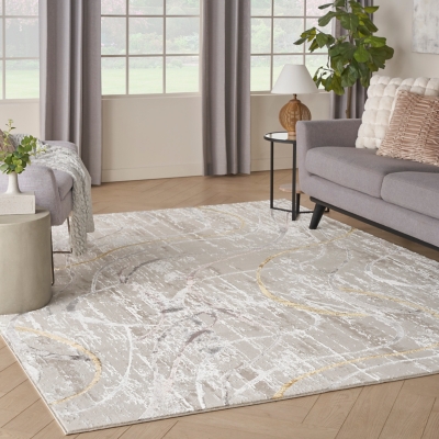 Nourison Glitz 7'10" x 9'10" Ivory/Multi Modern Indoor Rug | Ashley