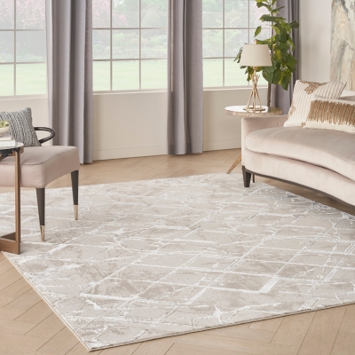 Click here for Nourison Glitz 710 x 910 Ivory/Grey Modern Indoor... prices