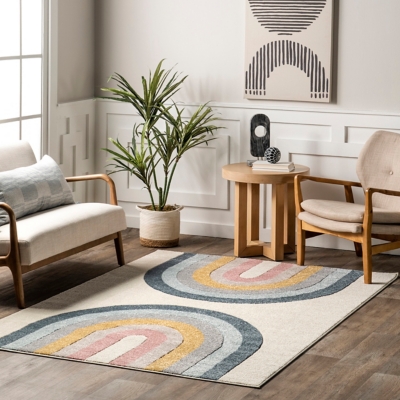 Click here for nuLOOM Jerri Double Half Rainbow Kids Area Rug  Be... prices