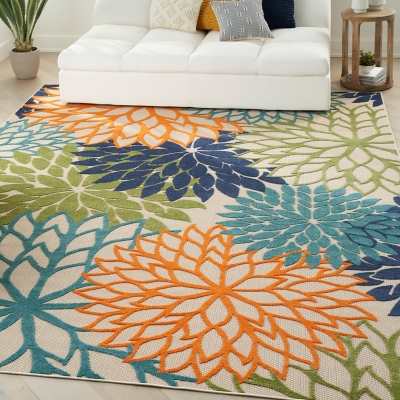 Click here for Nourison Aloha 9 x 12 Multicolor Indoor/Outdoor Tr... prices