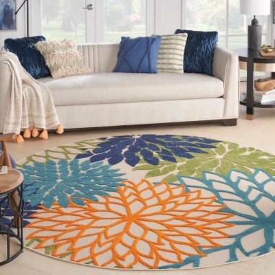 Click here for Nourison Aloha 10 Round Multicolor Indoor/Outdoor... prices
