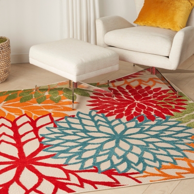 Click here for Nourison Aloha 5 Square Green Indoor/Outdoor Tropi... prices