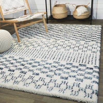Click here for Balta Mendieta Checkered Shag 5 3 x 7 Area Rug  Bl... prices
