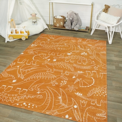 Click here for Balta Parker Dinosaur Kids 5 3 x 7 Area Rug  Orang... prices