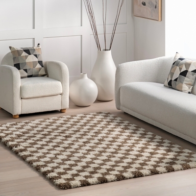 Click here for nuLOOM Adelaide Mid-Century Checkered Shag Area Ru... prices