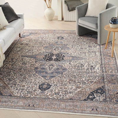 Click here for Nourison Home Elegant Washables Rug  Ivory/Blue prices