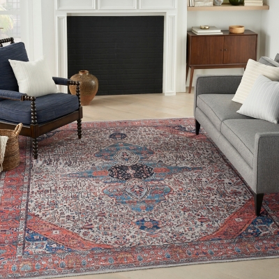 Click here for Nourison Home Elegant Washables Rug  Ivory/Brick prices