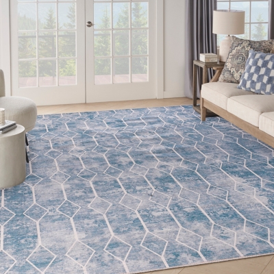 Click here for Nicole Curtis Machine Washable Series Rug  Blue/Gr... prices