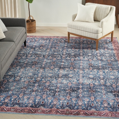 Click here for Nourison Home Elegant Washables Rug  Blue/Brick prices