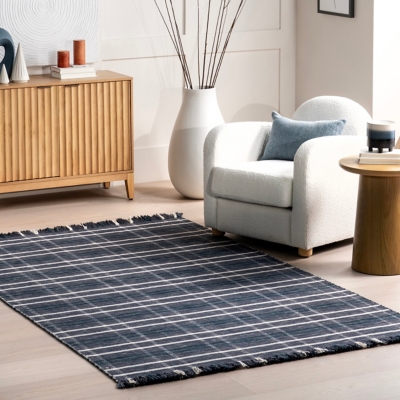 Click here for nuLOOM Loretta Plaid Wool Fringe Area Rug  Blue prices