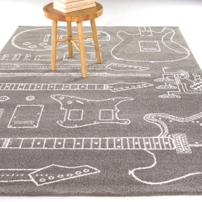 Click here for Balta Rocker Kids Guitar 5 3 x 7 Area Rug  Gray prices