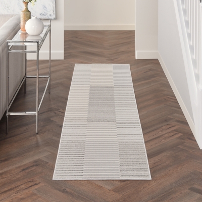 Click here for Inspire Me! Brushstrokes Striped Area Rug  Silver/... prices