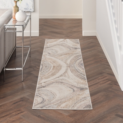 Click here for Inspire Me! Brushstrokes Runner Rug  Cream/Gray prices