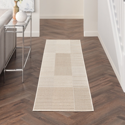 Click here for Inspire Me! Brushstrokes Striped Area Rug  Beige/S... prices