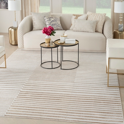 Click here for Inspire Me! Brushstrokes Striped Area Rug  Beige/S... prices