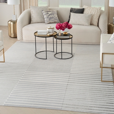 Click here for Inspire Me! Striped Brushstrokes Area Rug  Silver/... prices