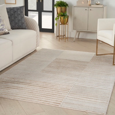 Click here for Inspire Me! Brushstrokes Striped Area Rug  Beige/S... prices
