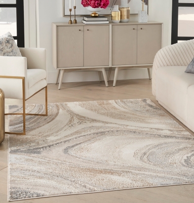 Click here for Inspire Me! Brushstrokes Area Rug  Cream/Gray prices