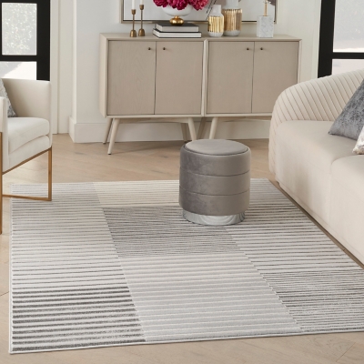 Click here for Inspire Me! Striped Brushstrokes Area Rug  Silver/... prices
