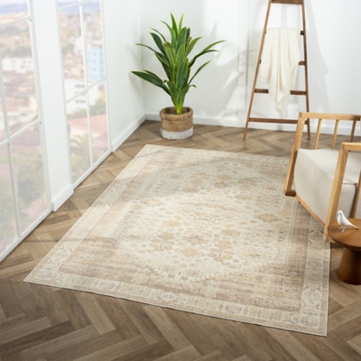 Click here for Alma 2 x 5 Machine Washable Area Rug  Beige prices