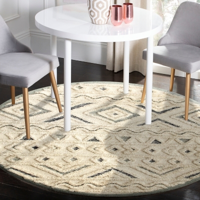 Click here for Boden 4 Round Area Rug  Cream/Light Blue/Gray prices