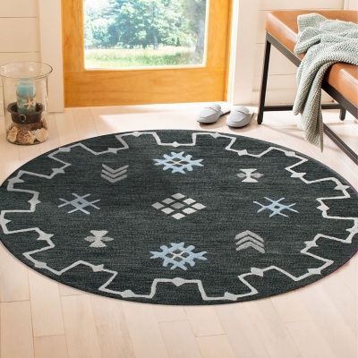 Click here for Emma 5 Round Area Rug  Charcoal/Cream/Blue prices