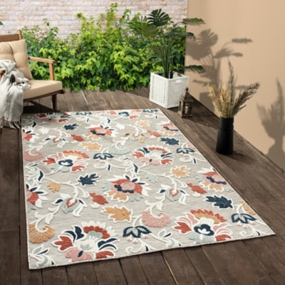 Click here for Flora 8 x 10 Indoor/Outdoor Area Rug  Multi Gray prices
