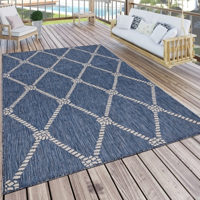 Click here for Caspian 5 x 7 Indoor/Outdoor Area Rug  Navy/White prices