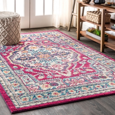 Click here for Jonathan Y Geneva Medallion Area Rug  Pink/Ivory prices