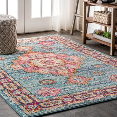 Click here for Jonathan Y Diamond Medallion Area Rug  Blue/Red prices