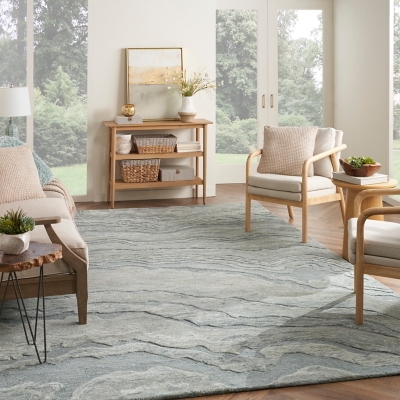 Click here for Nourison Home Graceful Area Rug 8 x 10  Blue prices